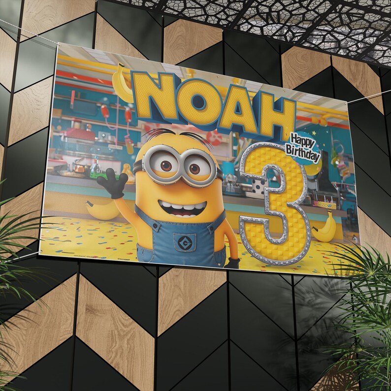 Personalized Minions Party Backdrop Banner, Birthday Minion Background ...