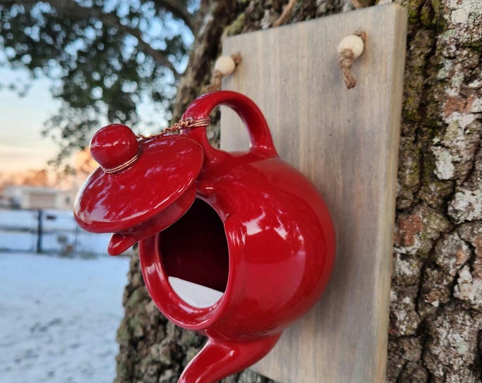 Red Teapot Birdhouse - Etsy