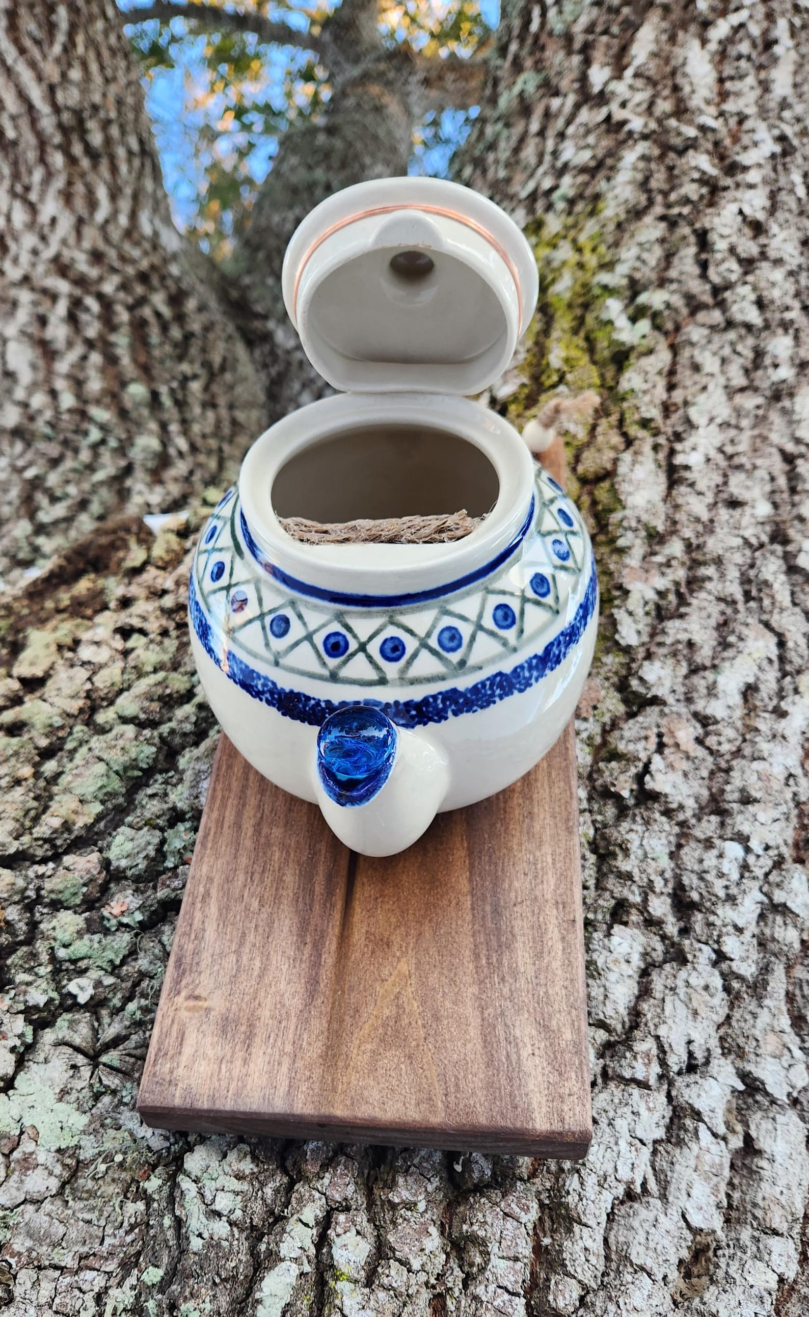 Teapot Birdhouse With Blue Deco Design - Etsy