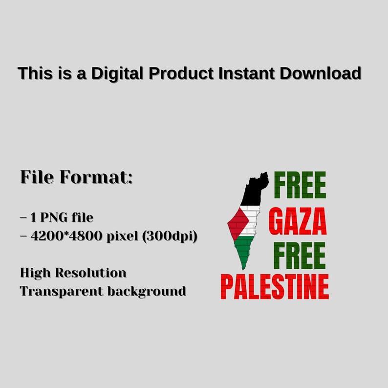 Free Gaza Free Palestine PNG Map Palestine Gaza Design Digital Download ...