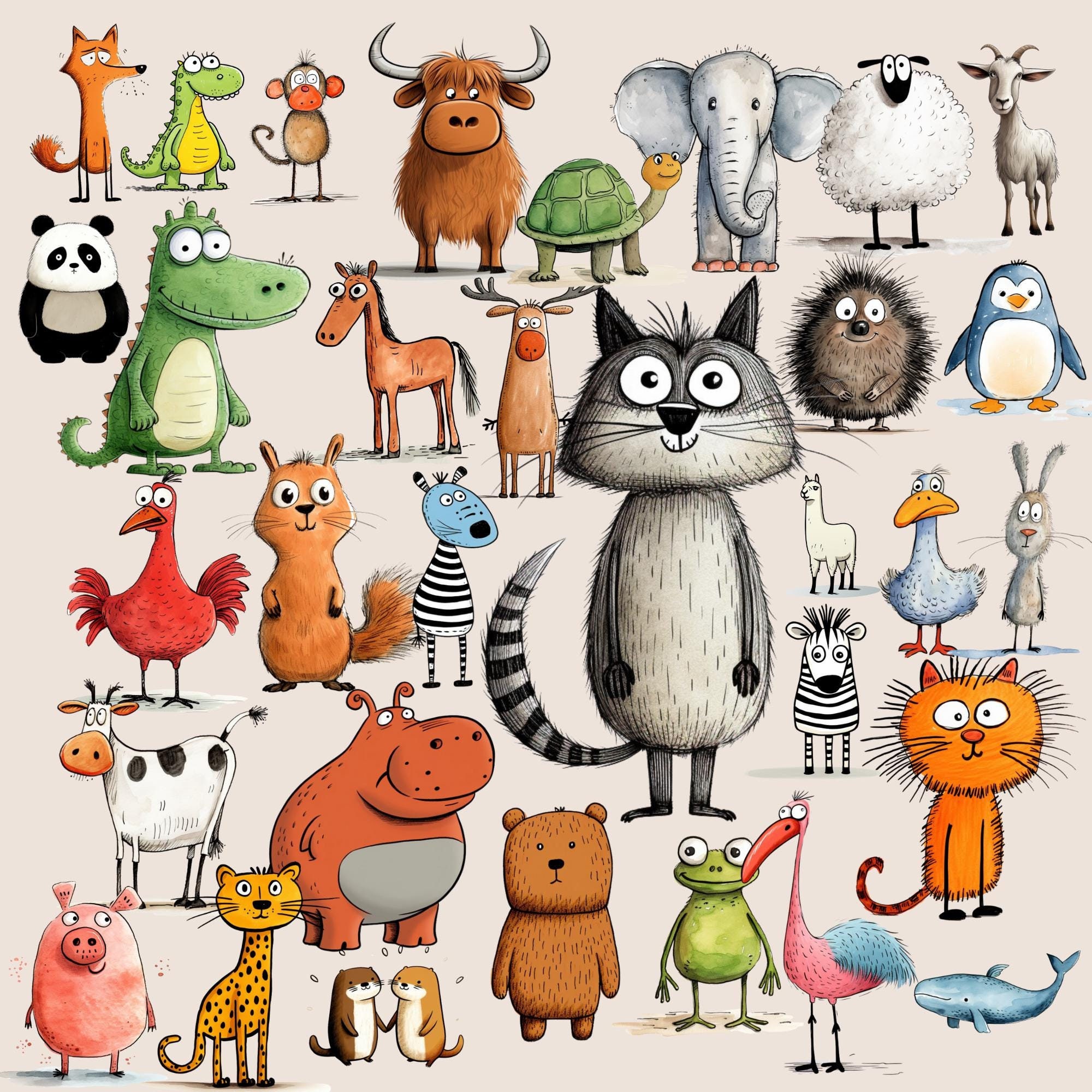 32 PNG About Animals Minimalist Cartoon Sublimation Graphic Digital ...