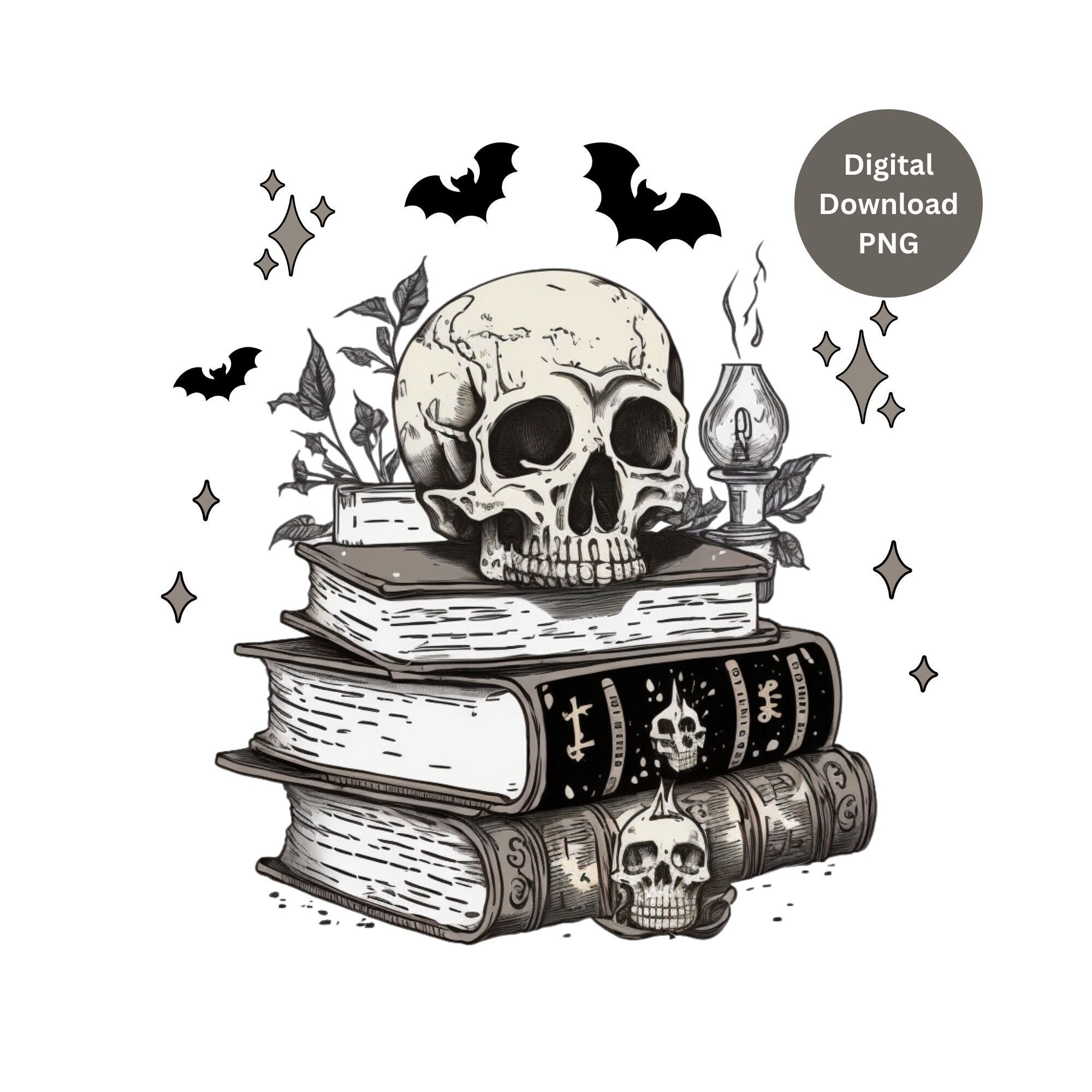 Spooky Spell Books Skull Halloween PNG Skeleton, Funny Scary ,PNG Fall ...