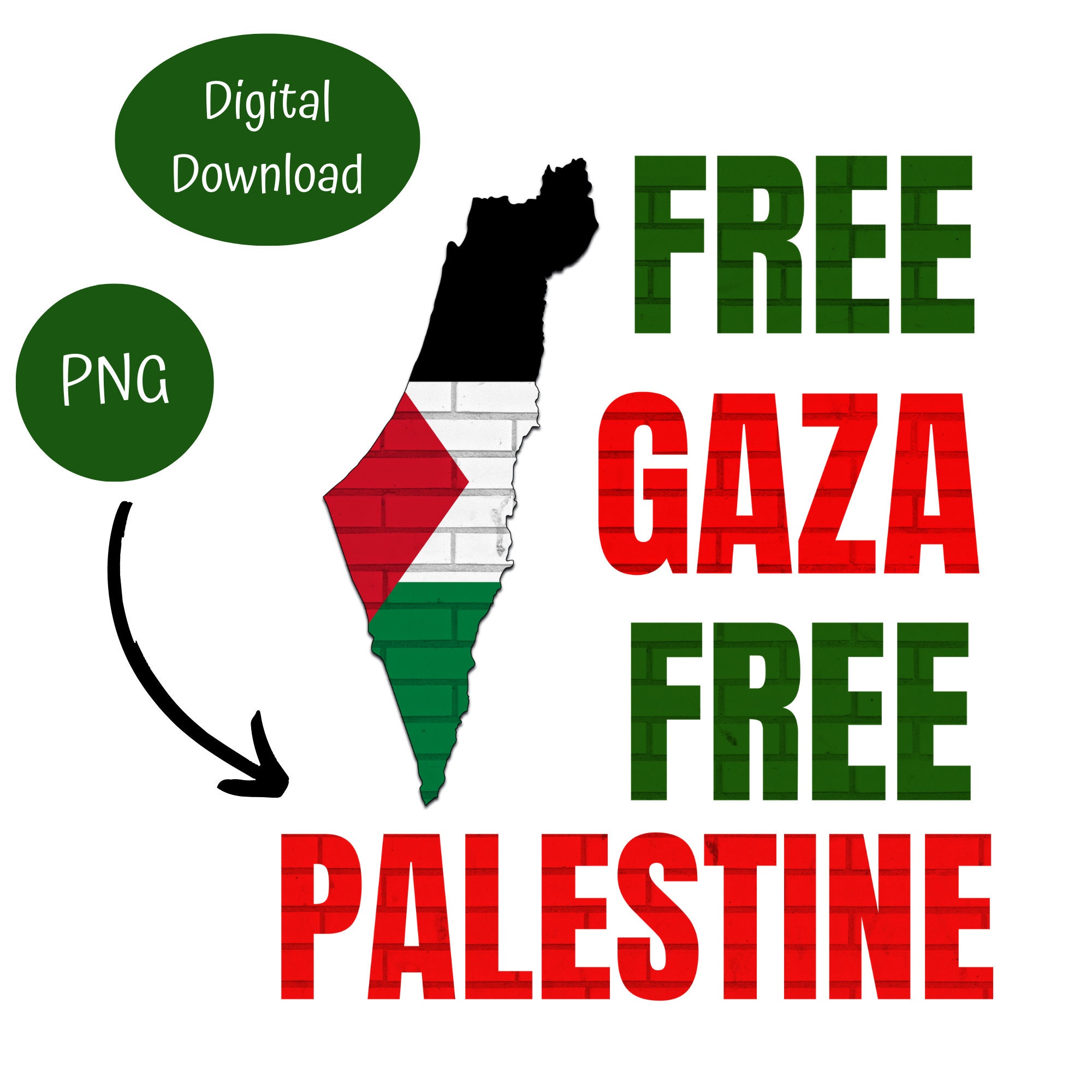 Free Gaza Free Palestine PNG Map Palestine Gaza Design Digital Download ...