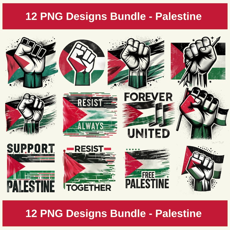 12 PNG Designs Bundle Palestine Forever Support Palestine Free ...