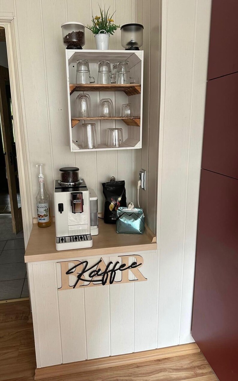 Kaffeebar Schild mit 3D-Schriftzug aus Holz - Etsy.de