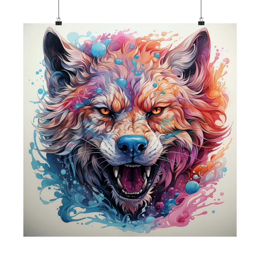 3D Watercolor Pastel Halloween Werewolf Matte Square Posters - Etsy