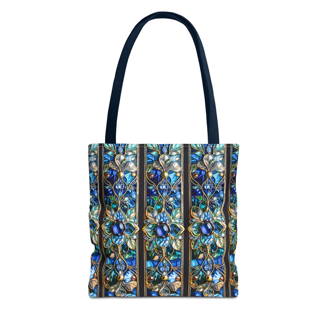 3D Faux Blue Stained Glass Window Tote Bag - Etsy