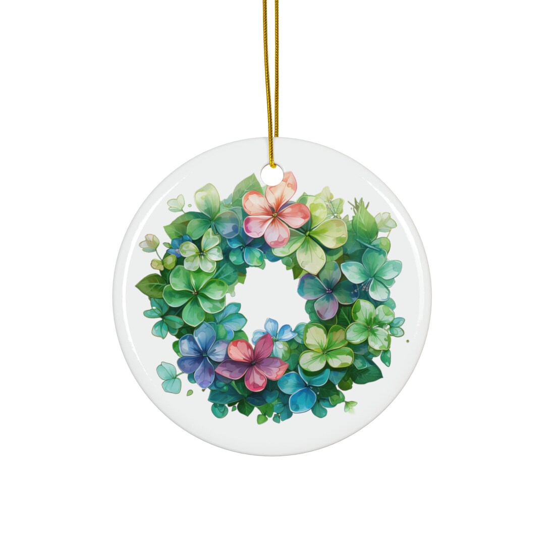 Watercolor Shamrock Ceramic Ornaments, 2-side Print, (1pc, 3pcs, 5pcs ...