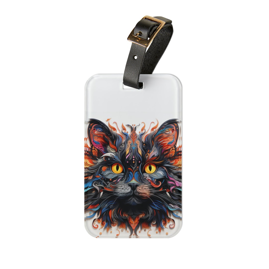Graphic Cat Luggage Tag - Etsy