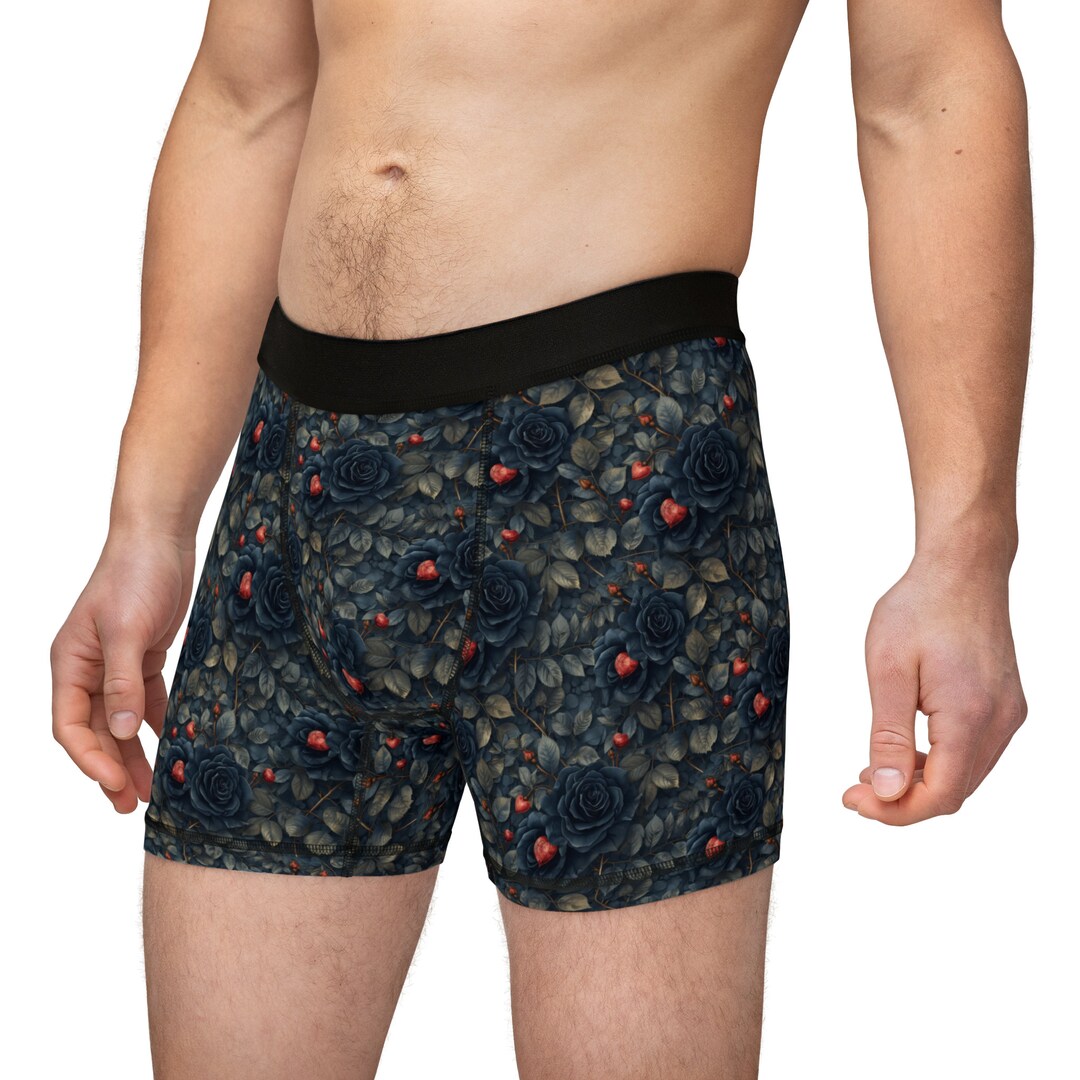 3D Black Roses and Red Hearts Men's Boxers - Etsy