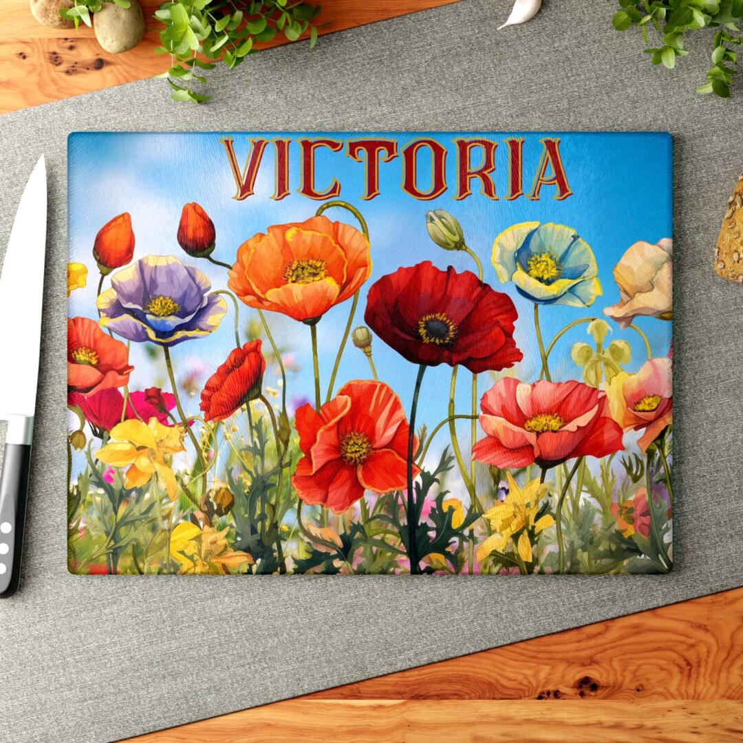 Glass Cutting Board, California Poppies Personalized Kitchen Decor ...