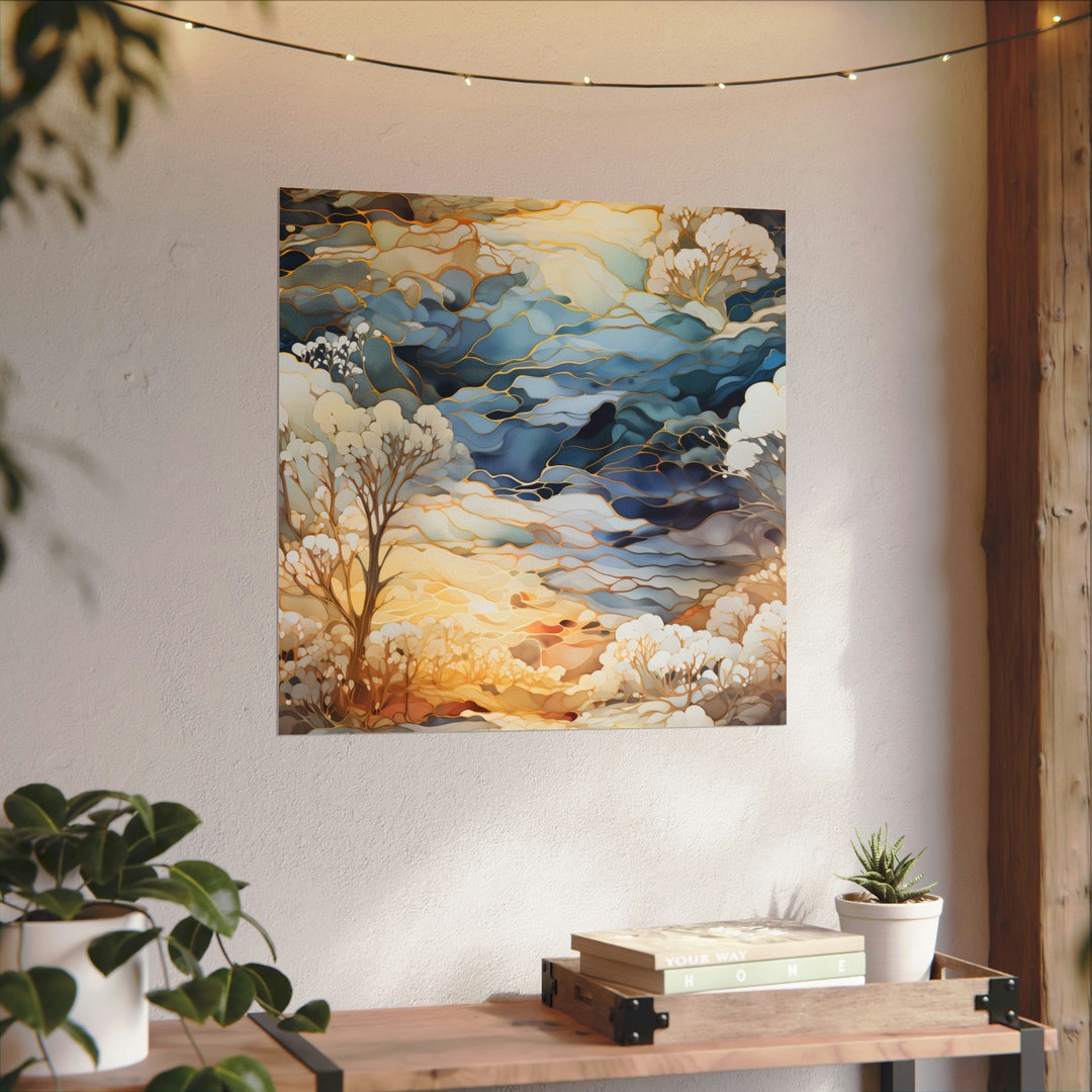 3D Watercolor Abstract Moonscape Textured Watercolor Matte Posters I - Etsy