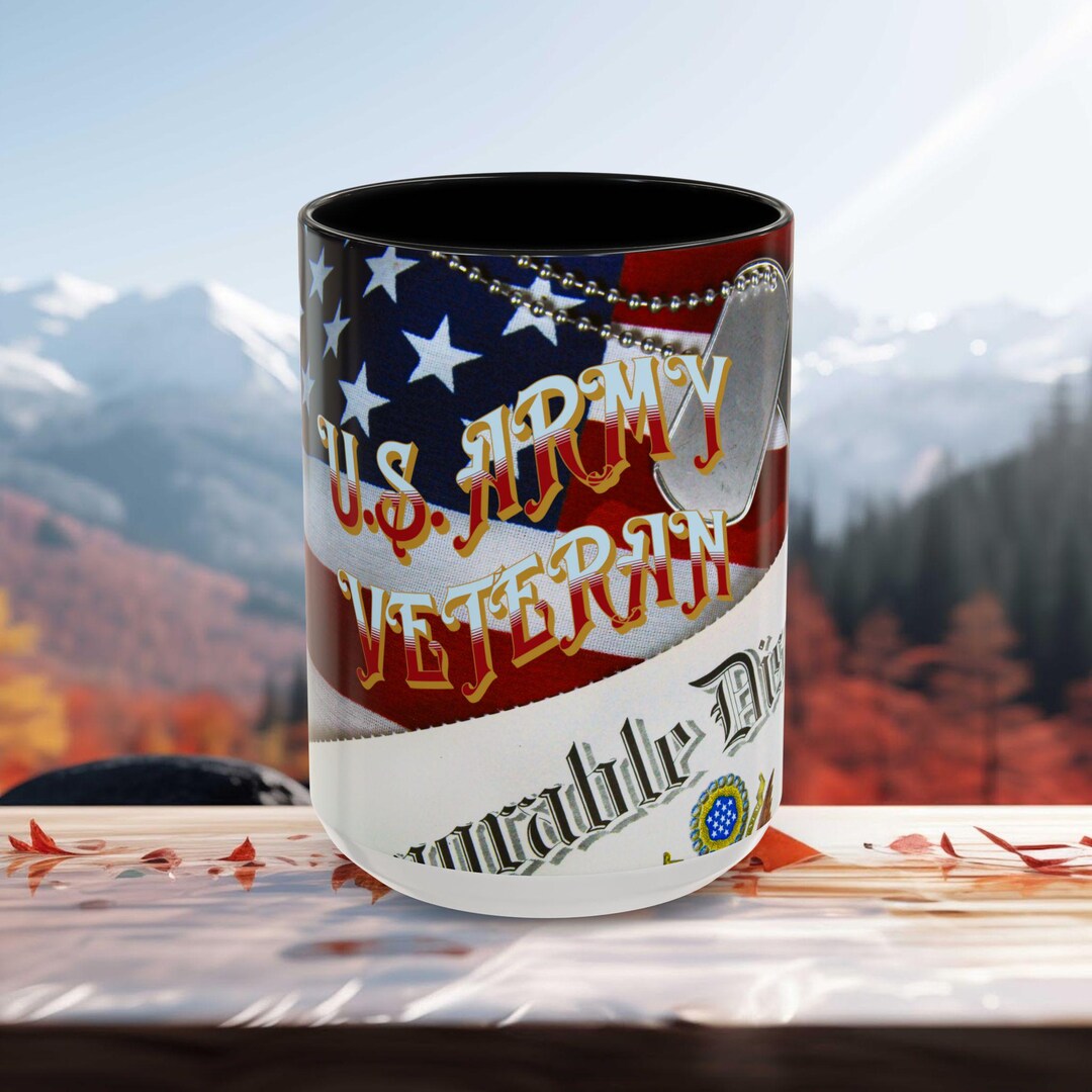 Flag, Dog Tags, Discharge Coffee Mug, U S Army Veteran, Military Gift ...
