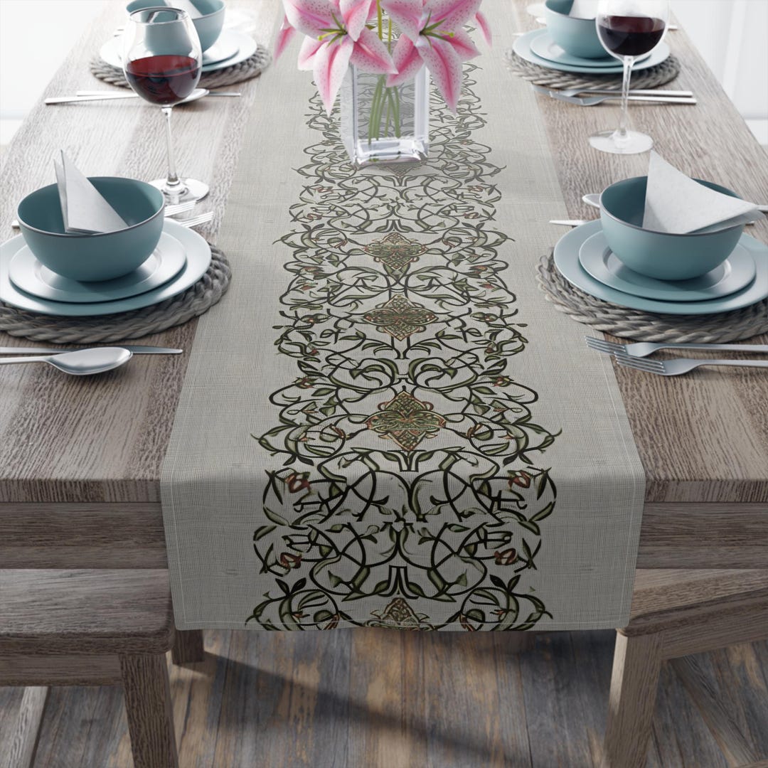 Royal Courts Floral Table Runner - Cotton or Poly, Holiday Celebration ...
