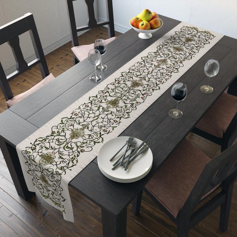 Table Runner, Faux Medieval Royal Table Design, Linen Poly Blend/cotton ...