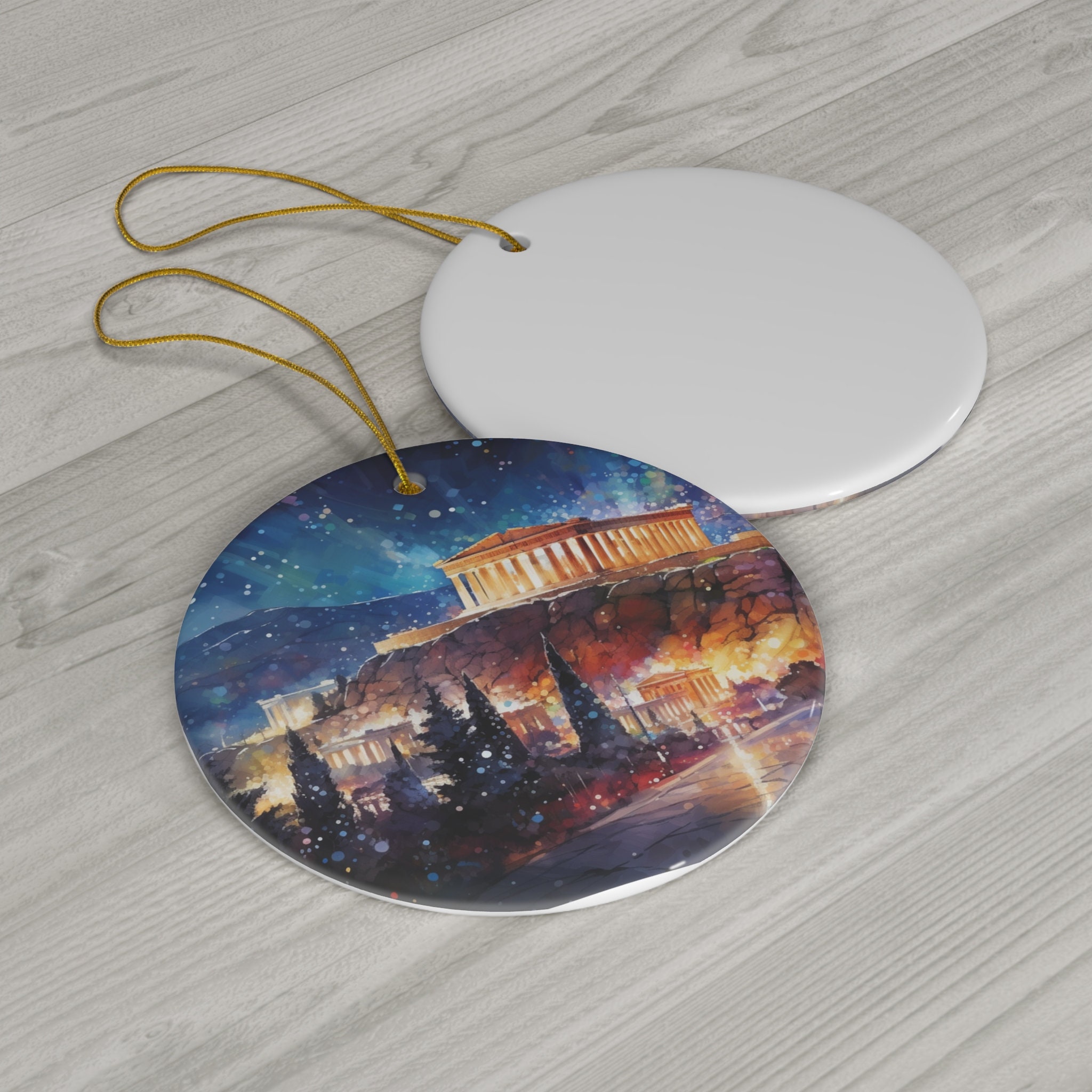Greek Parthenon in Athens Christmas Ceramic Ornament, 4 Shapes, 1 Side ...