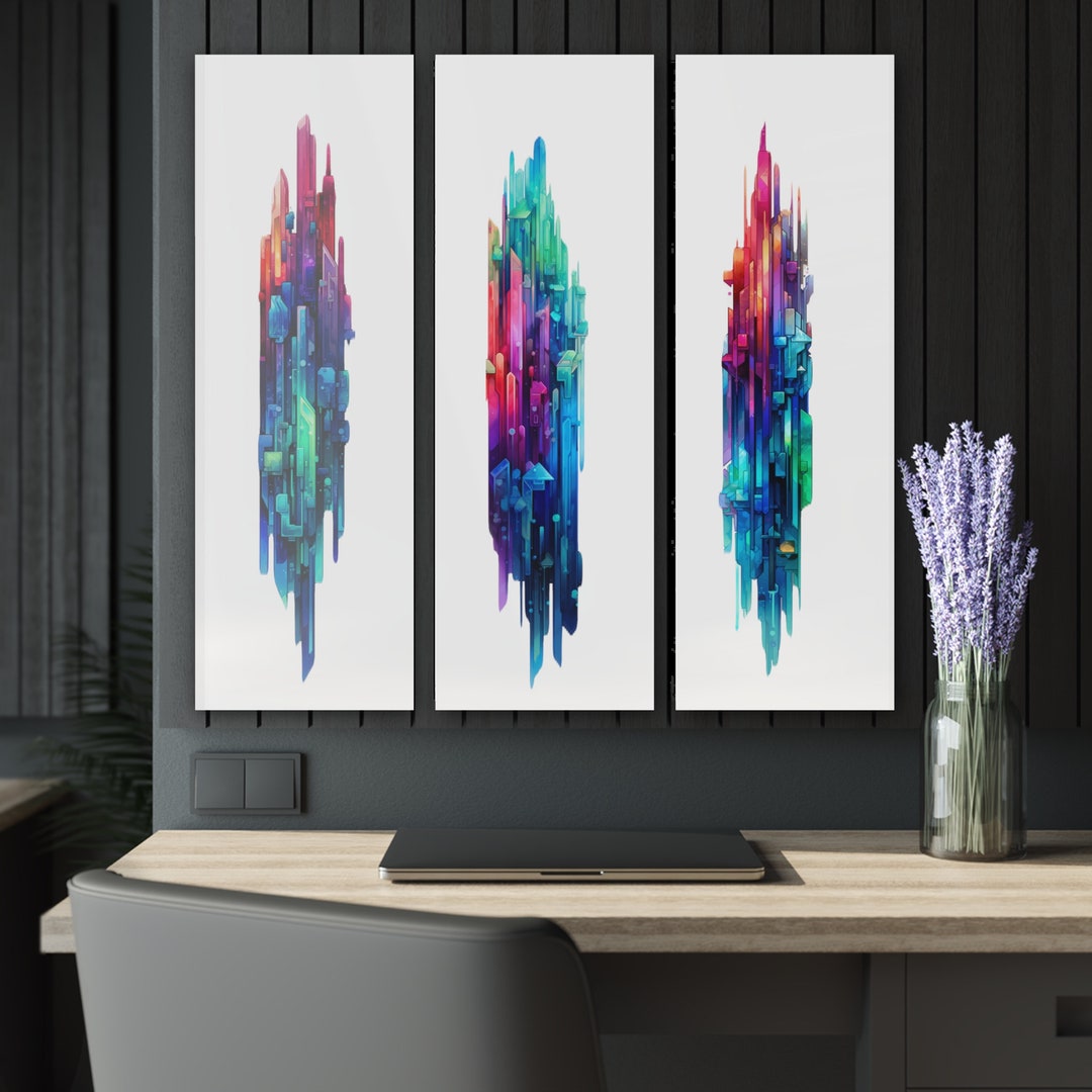 Art Deco Inspired Stained Glass Acrylic Prints (triptych) - Etsy