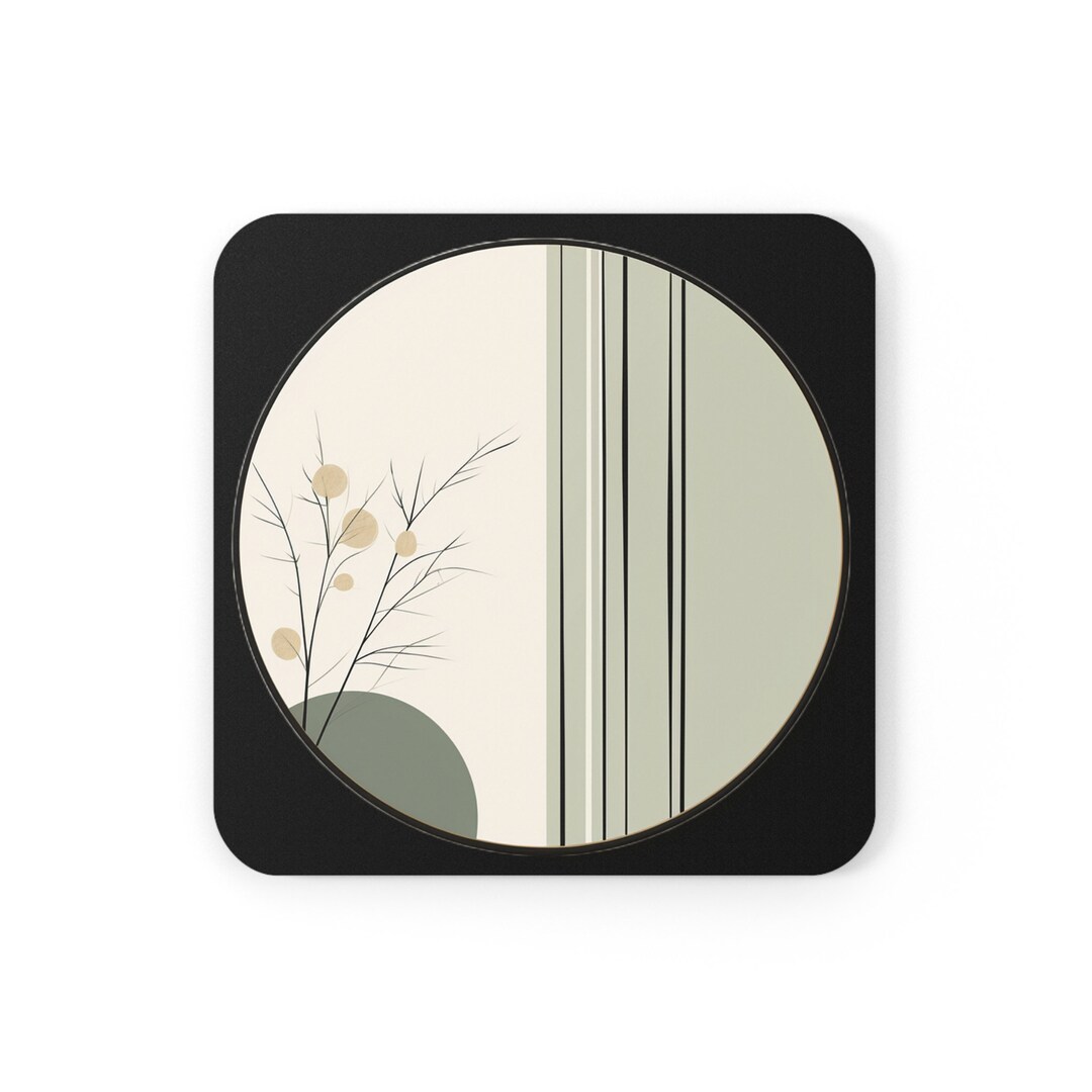 Japandi Minimalist Corkwood Coaster Set - Etsy