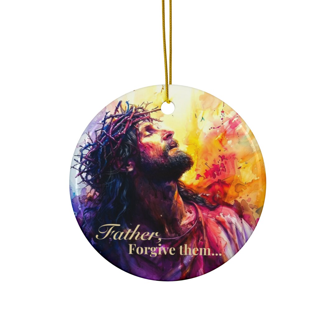 Jesus on Calvary 3D Watercolor Abstract Ceramic Ornaments, 2-side Print ...