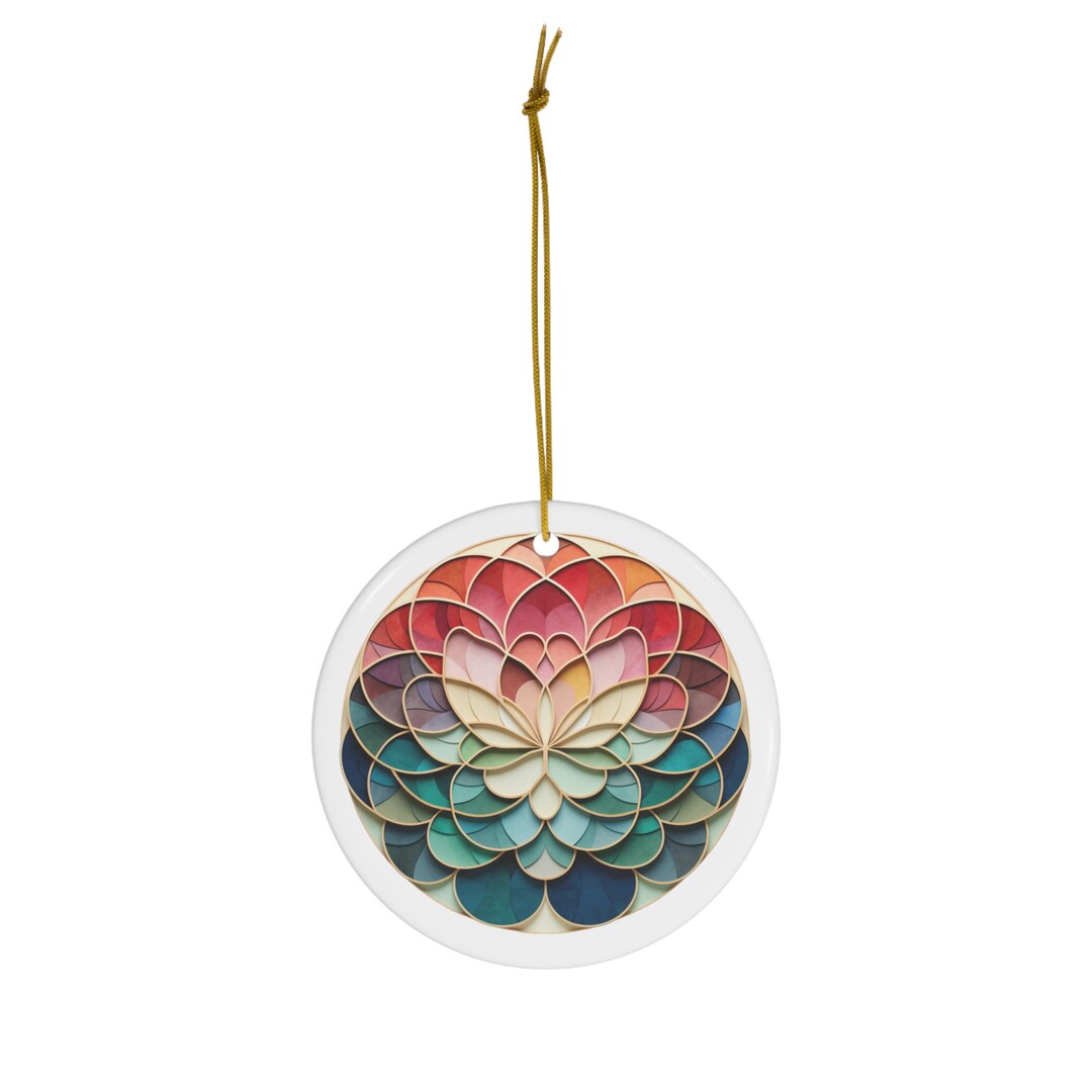 3D Modern Art Stained Glass Circular Ceramic Ornament - Etsy