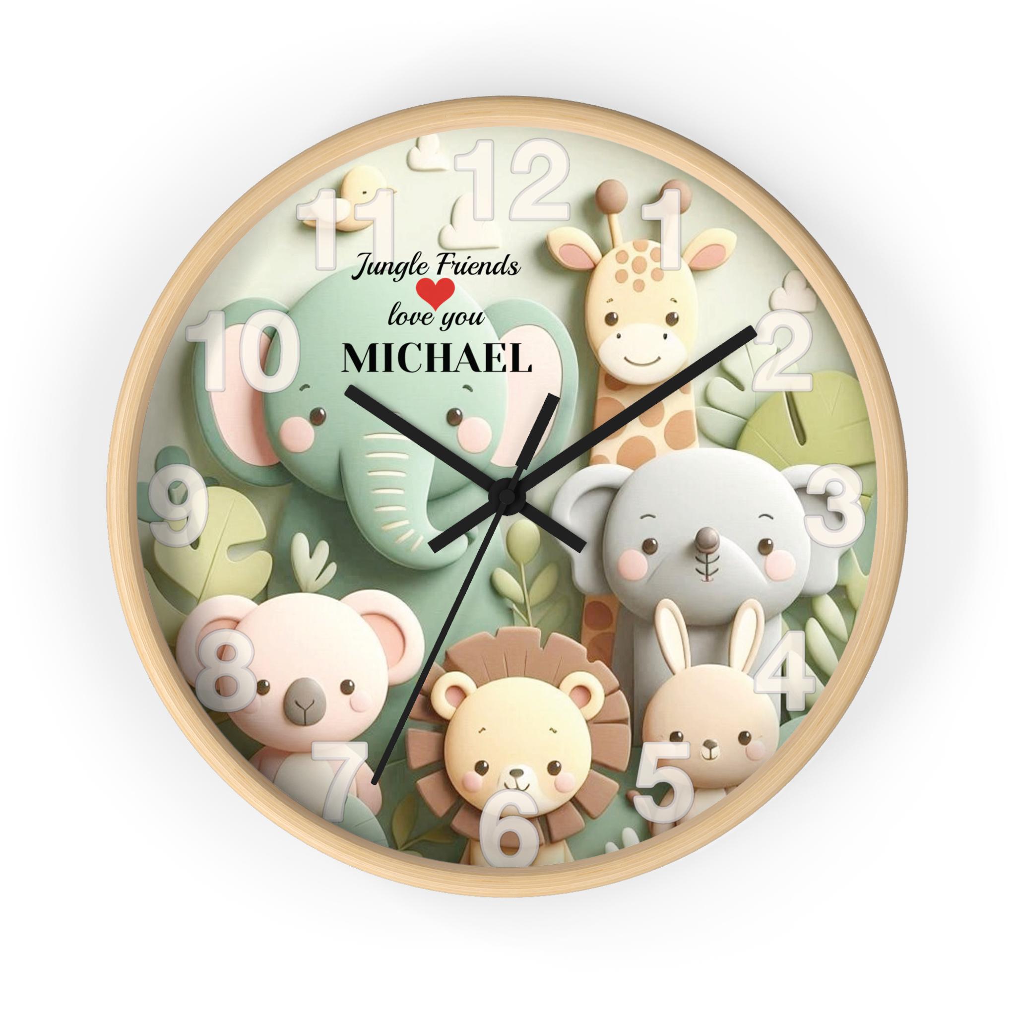 Pastel Jungle Friends Wall Clock for Baby Nursery With Wooden Frame - Etsy
