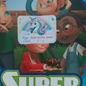 Magical Unicorn Name Label Stickers - Set of 6 Designs - Name Tags for ...