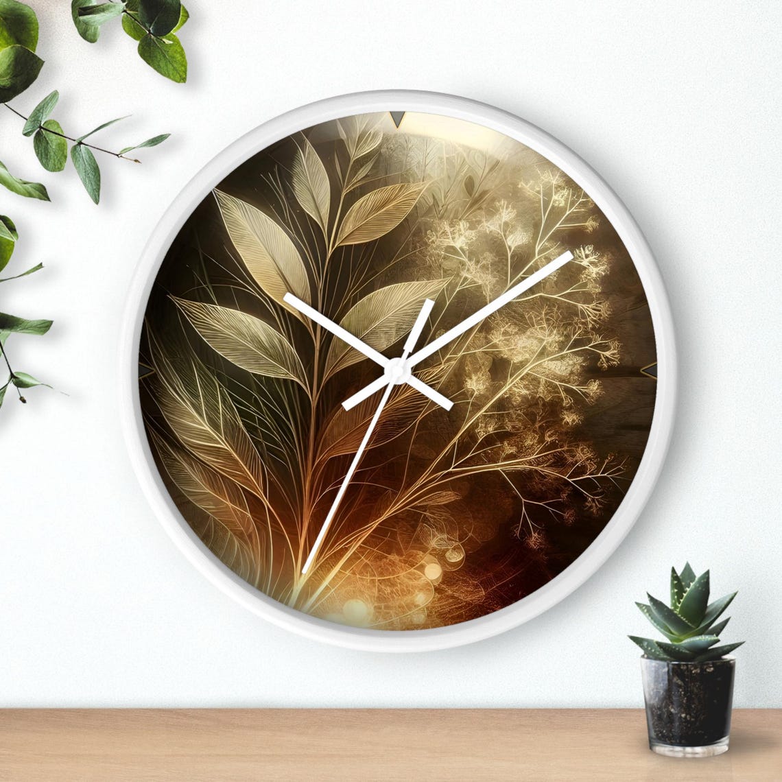 Resin Flower Wall Clock, Luminous 3D Design, Craft Room Decor, Wooden ...