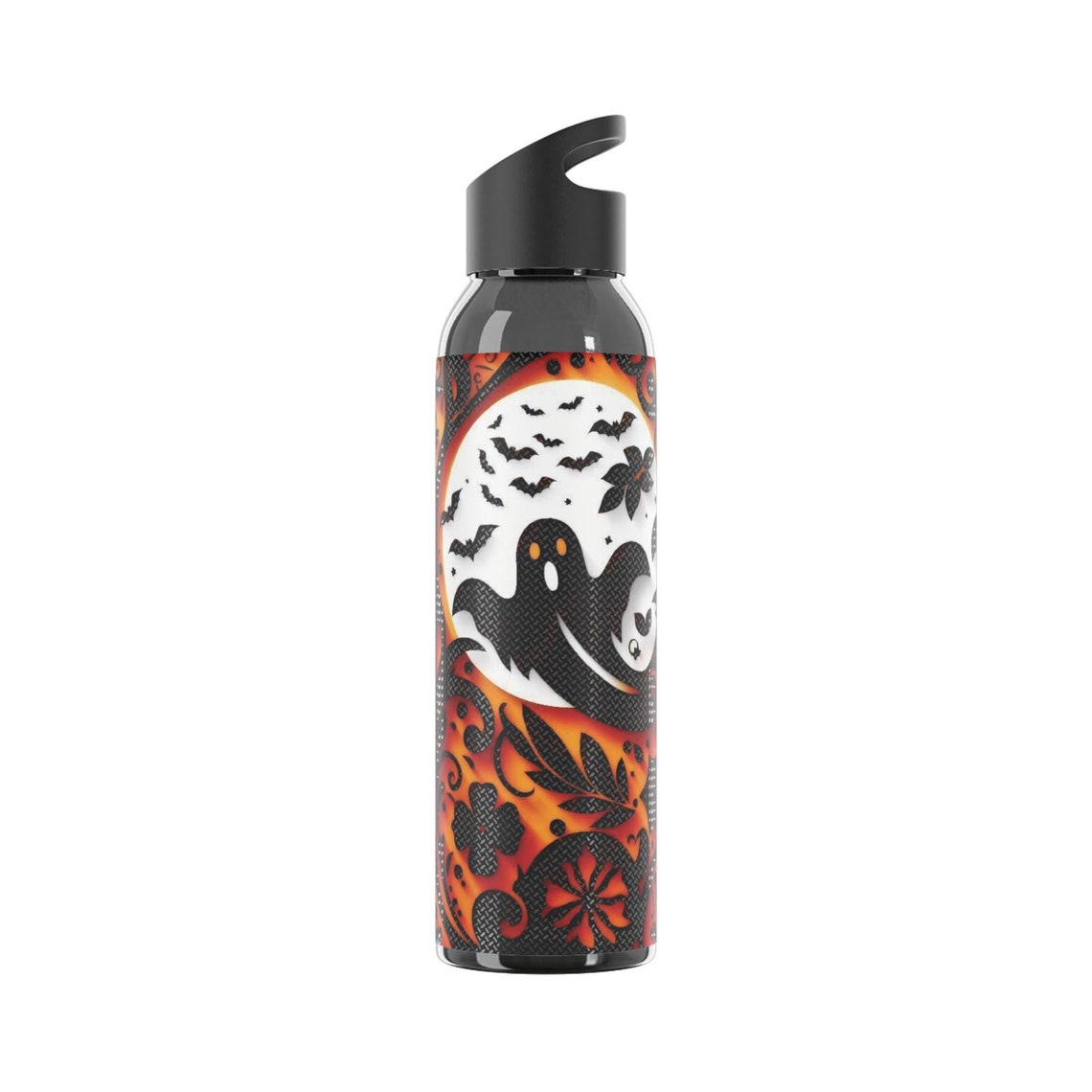 Spooky Night Ghosts & Bats Halloween Water Bottle 22oz 650ml Reusable ...