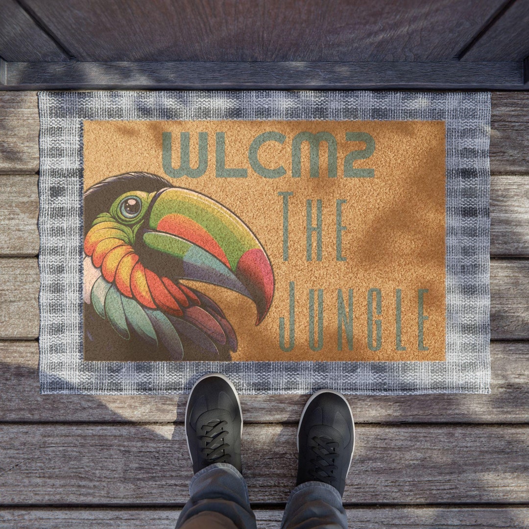 Welcome to the Jungle Tropical Toucan Bird Doormat - Coconut Fiber Mat ...