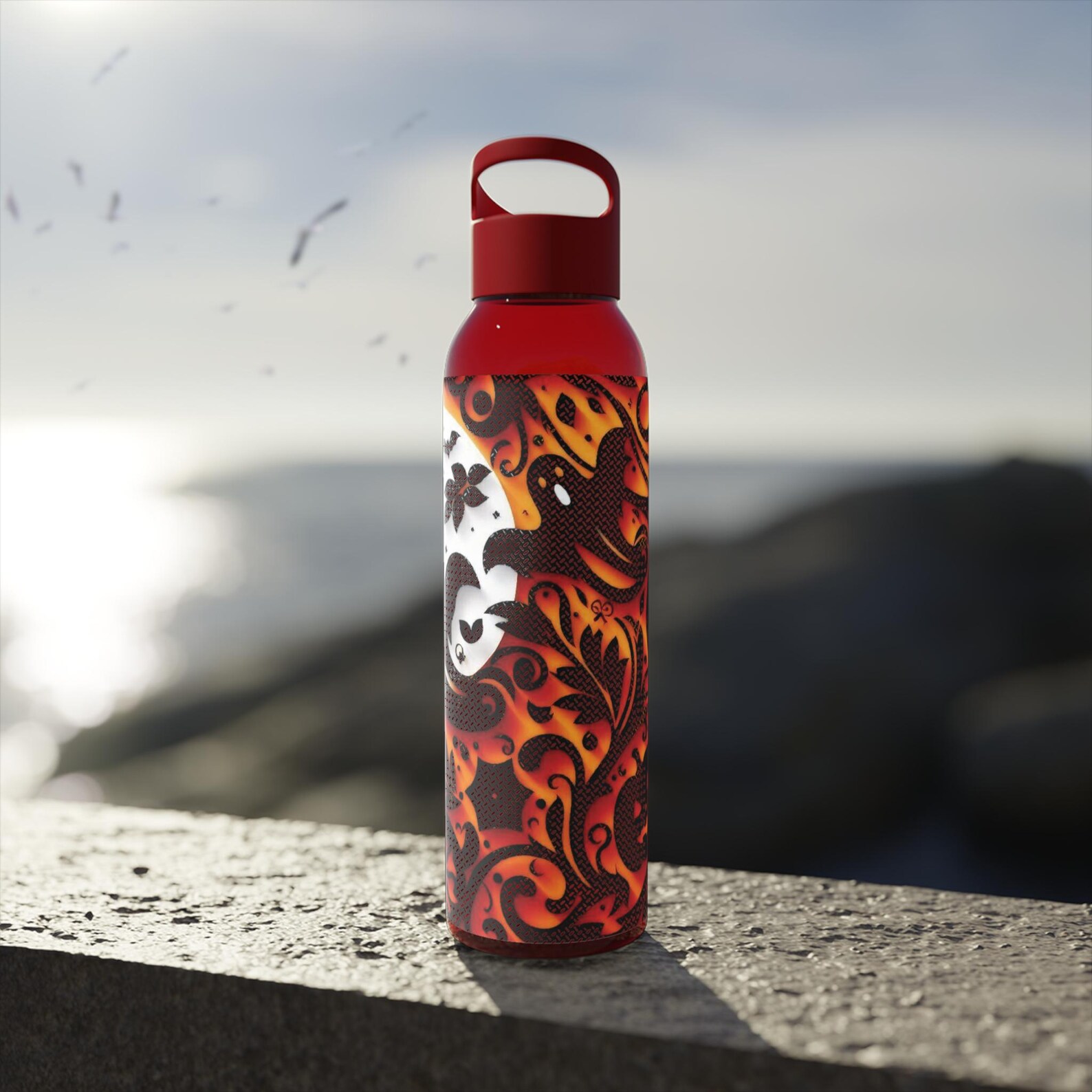 Spooky Night Ghosts & Bats Halloween Water Bottle 22oz 650ml Reusable ...