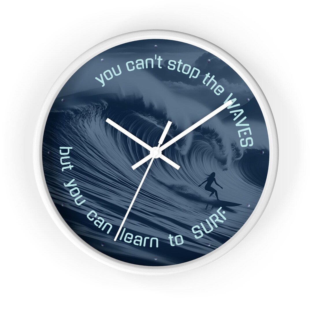 Learn to Surf Wave Clock, Motivational Surfer Wall Art for Beach Home ...