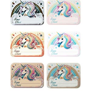 Magical Unicorn Name Label Stickers - Set of 6 Designs - Name Tags for ...