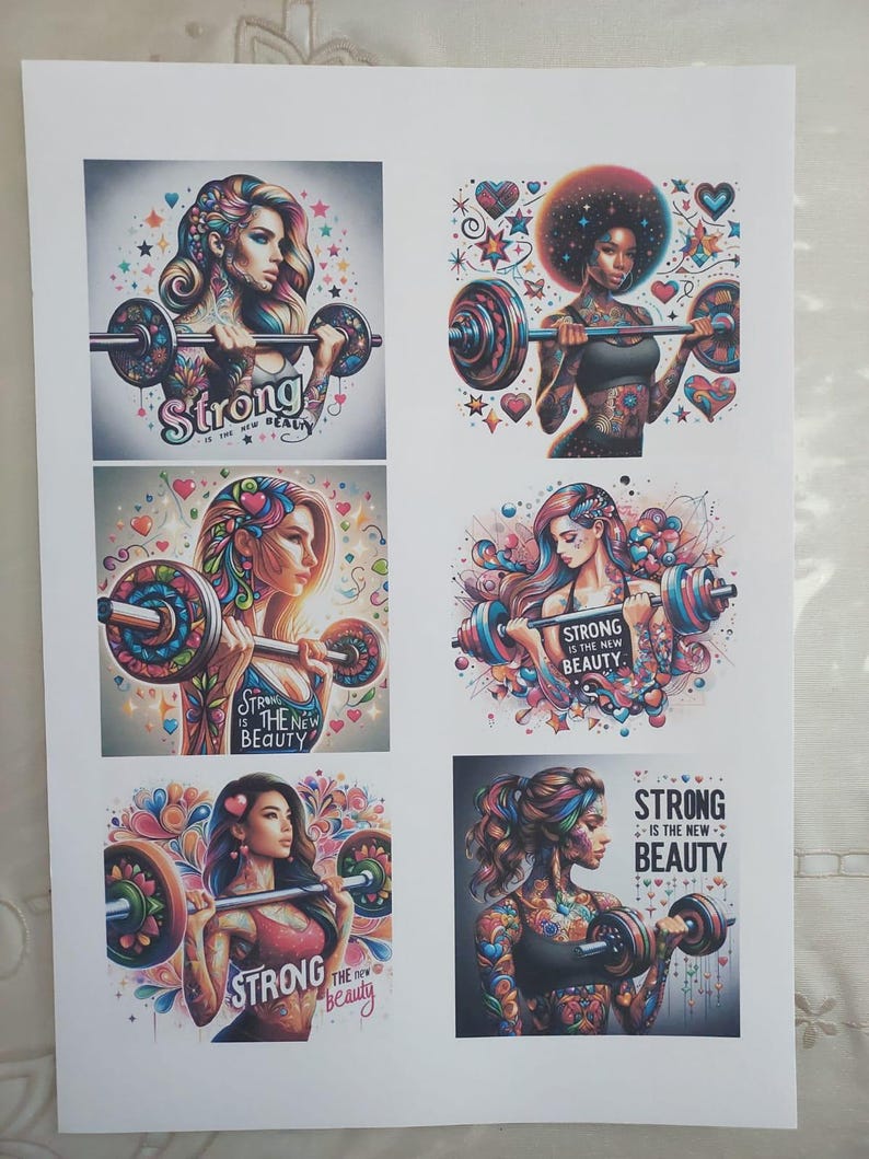Strong is the New Beauty 6 in 1 Sticker Sheet 2 (PNG Digital File for ...
