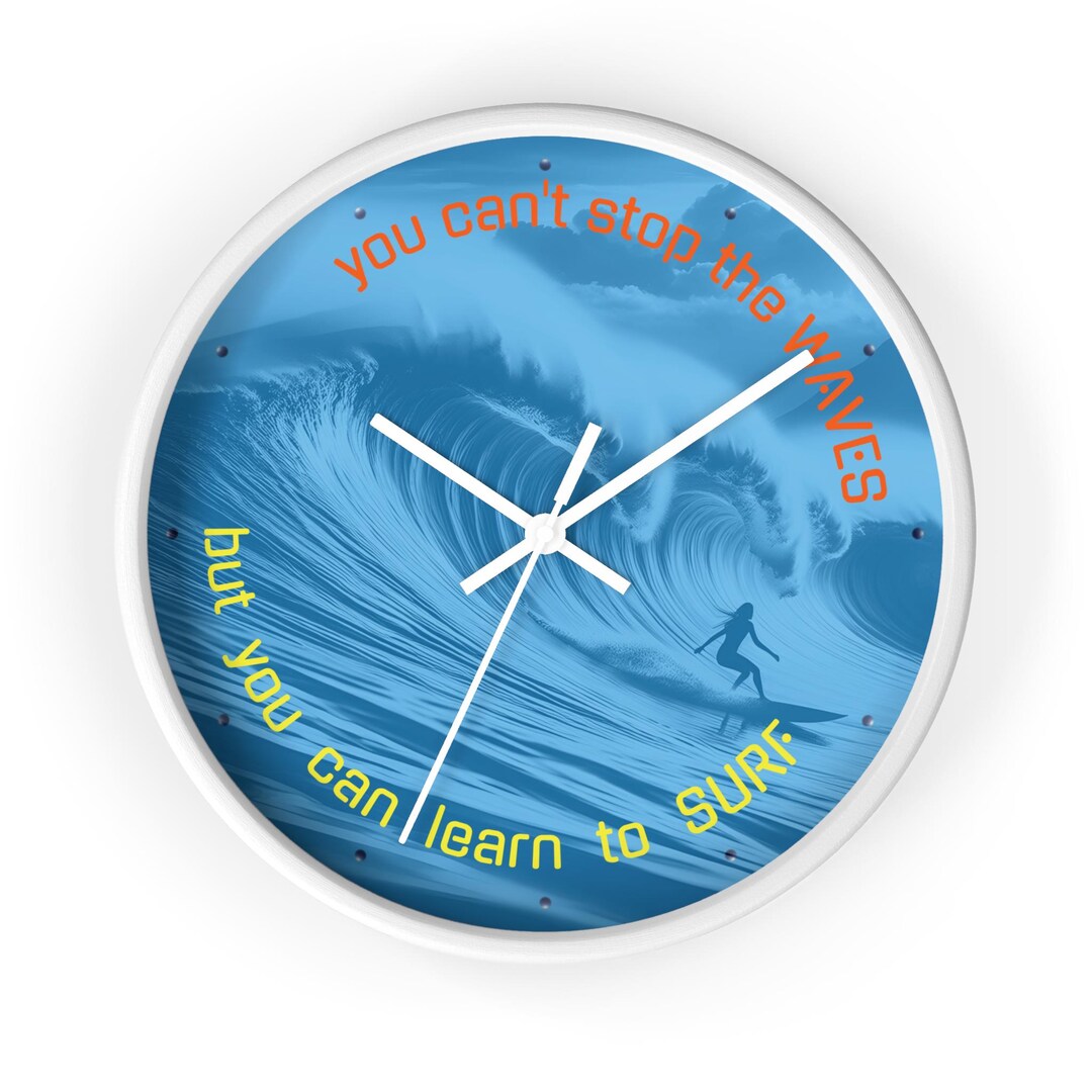 Learn to Surf Wave Clock, Motivational Surfer Wall Art for Beach Home ...