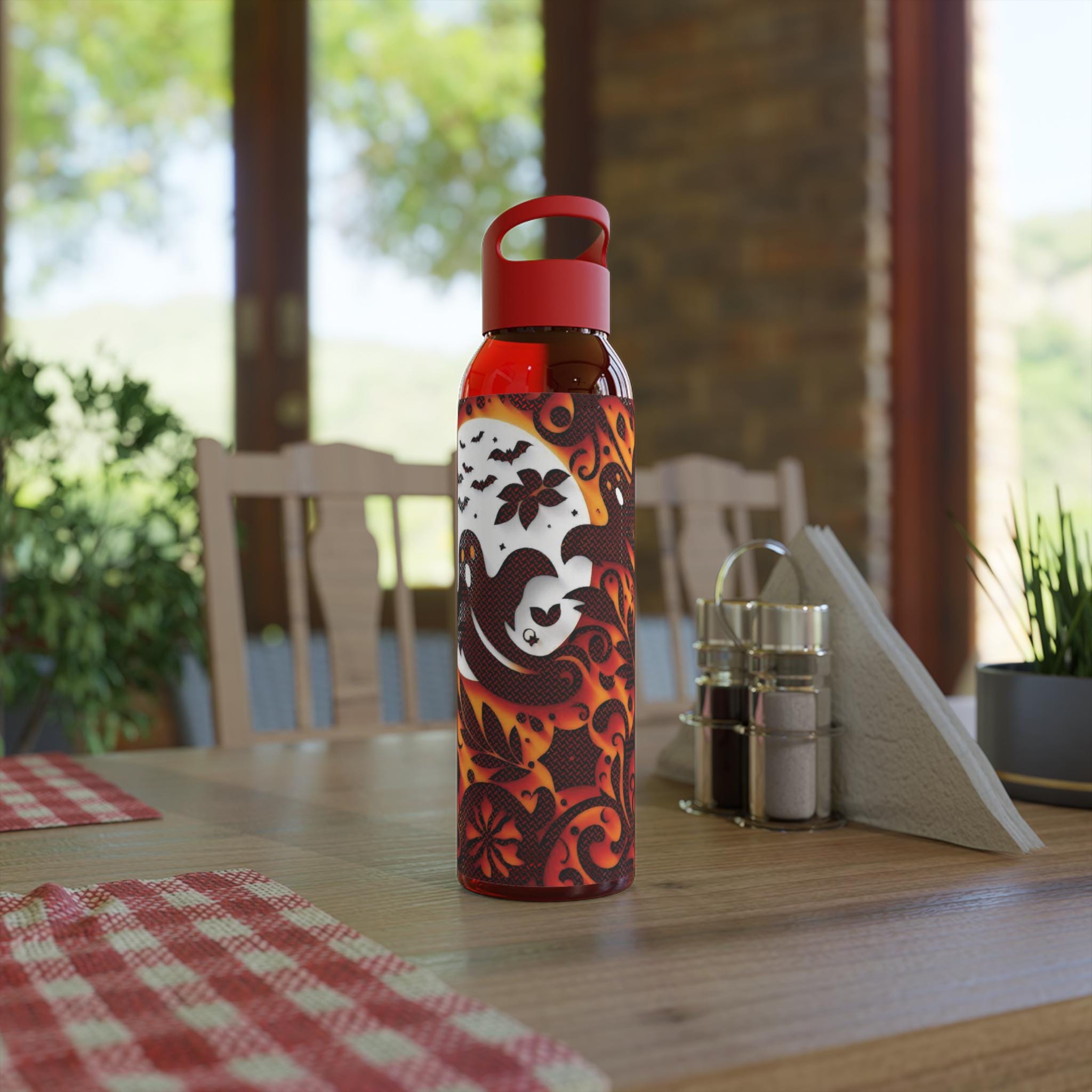Spooky Night Ghosts & Bats Halloween Water Bottle 22oz 650ml Reusable ...