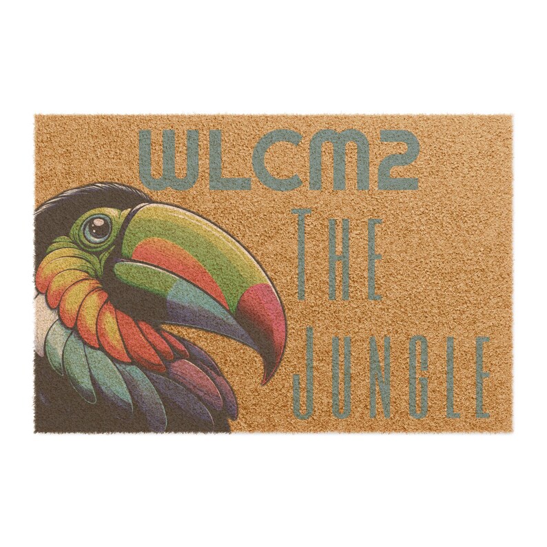 Welcome to the Jungle Tropical Toucan Bird Doormat - Coconut Fiber Mat ...
