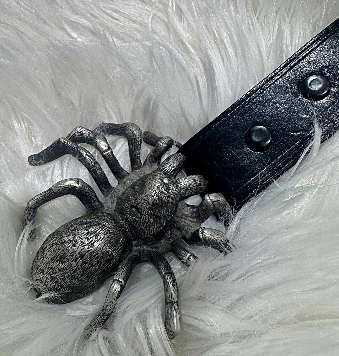 Vintage Mens Belt Pewter Tarantula Buckle Black Leather Belt Spiker Buckle Tarantula Fashion ...