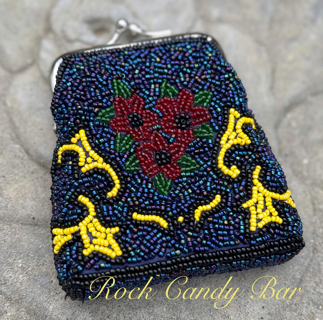 Beaded Coin Purse Vintage Kiss Lock Coin Bag Gift for Her Vintage ...