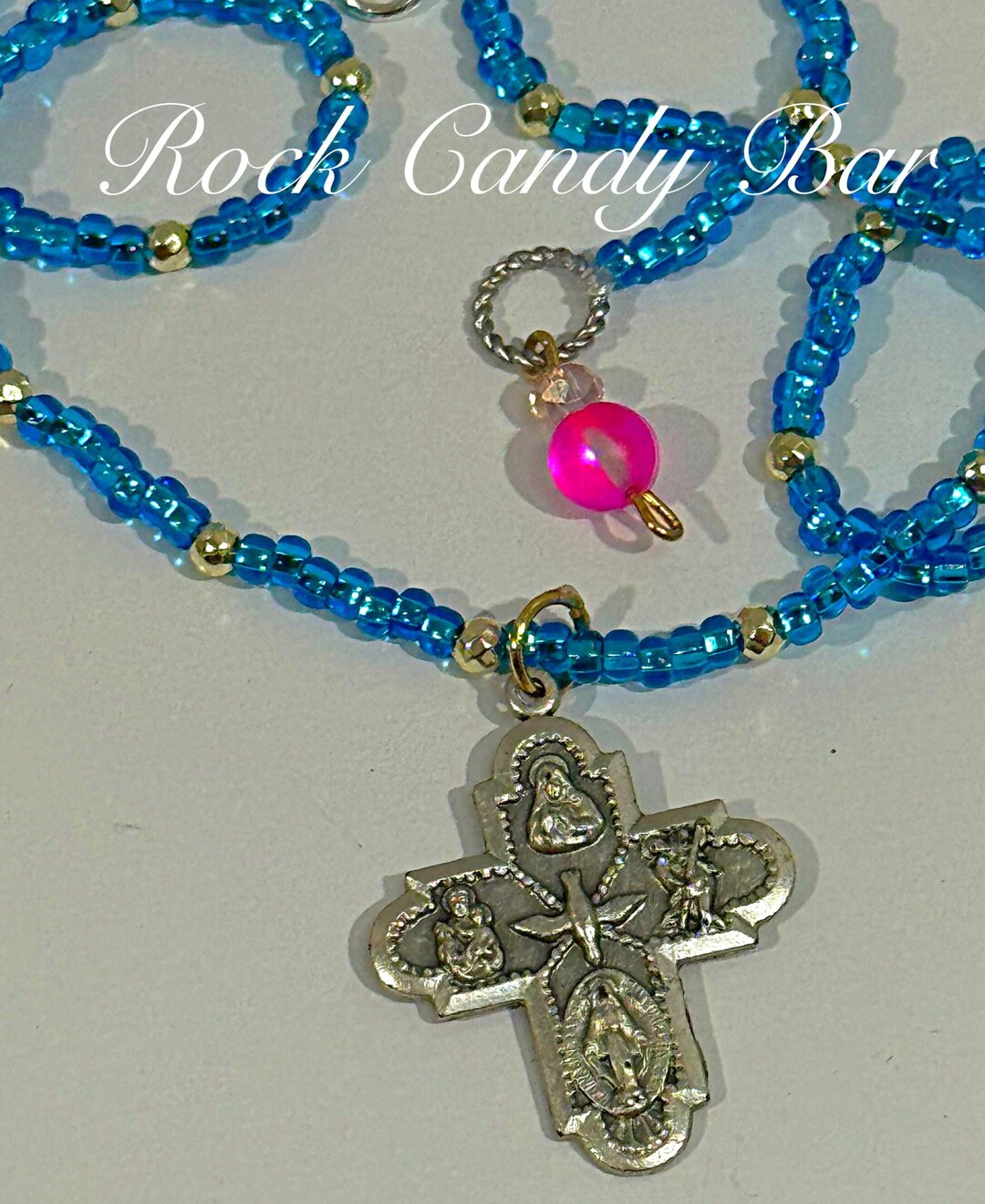 Girls Cross Necklace Easter Cross Necklace Catholic Medal Flower Girl ...