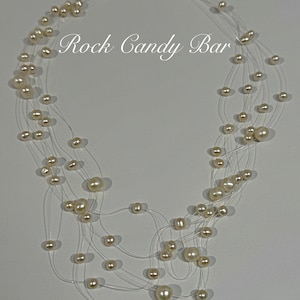 Vintage Invisible Pearl Popper Necklace Floating Pearls Layered ...