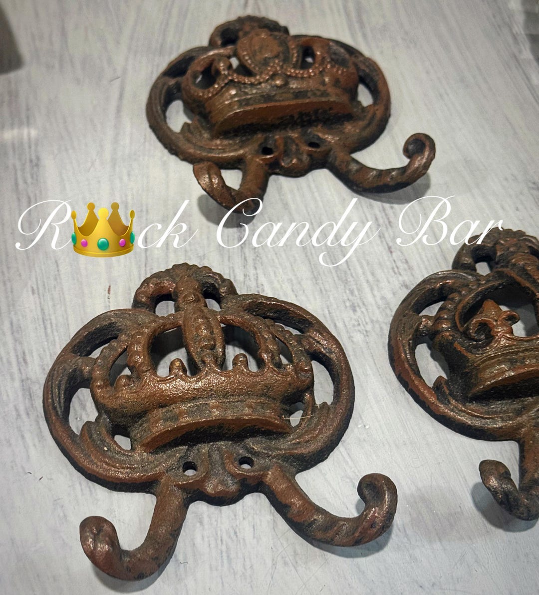 Antique Cast Iron Crown Wall Hooks – Rustic French Farmhouse Decor ...
