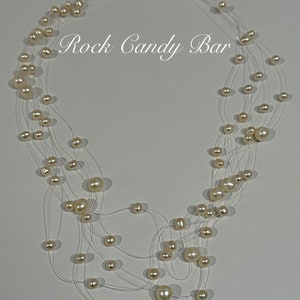 Vintage Invisible Pearl Popper Necklace Floating Pearls Layered ...