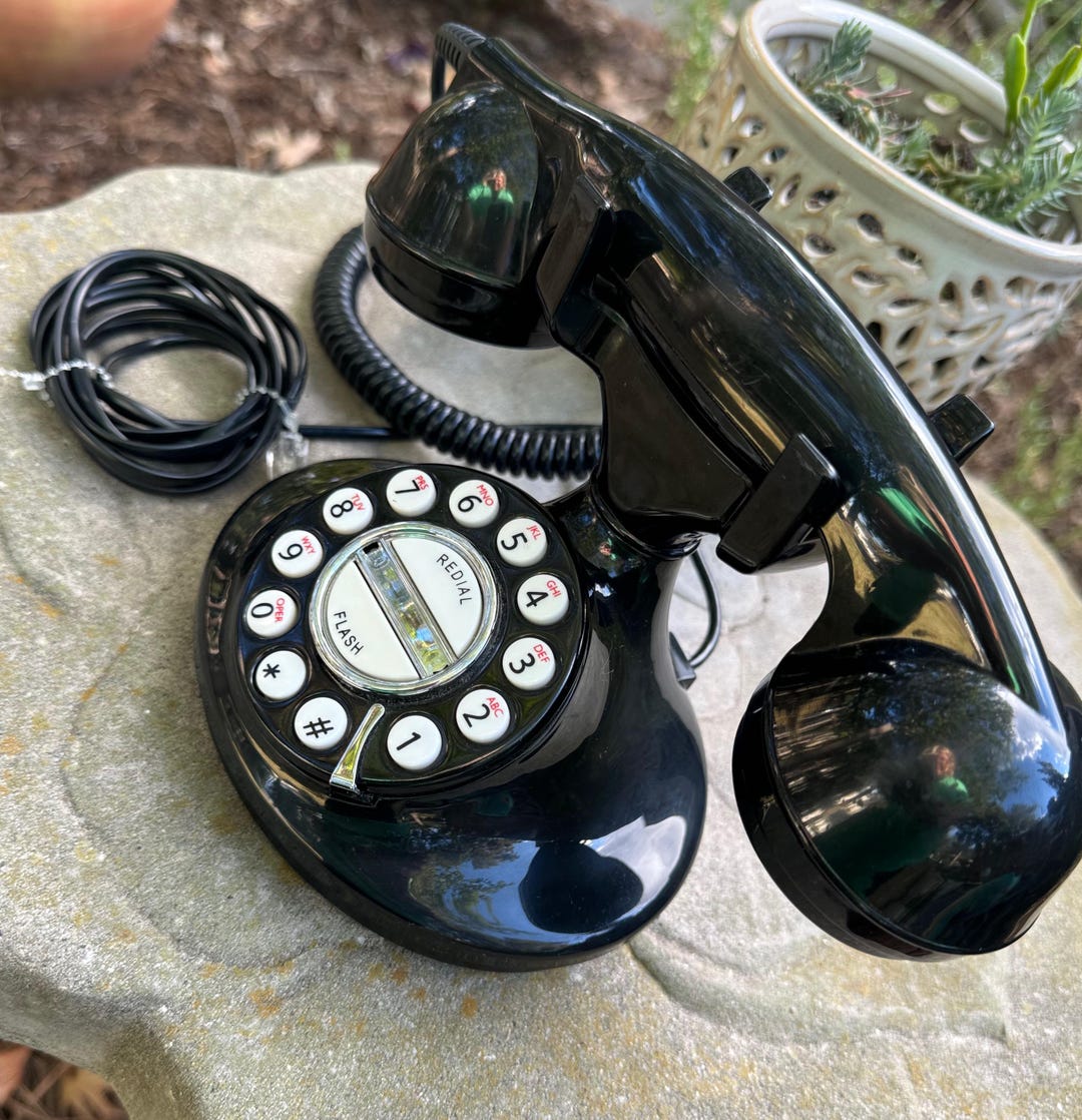 1930s Style Retro Push Button Landline Telephone - Solid Black Mildotec ...
