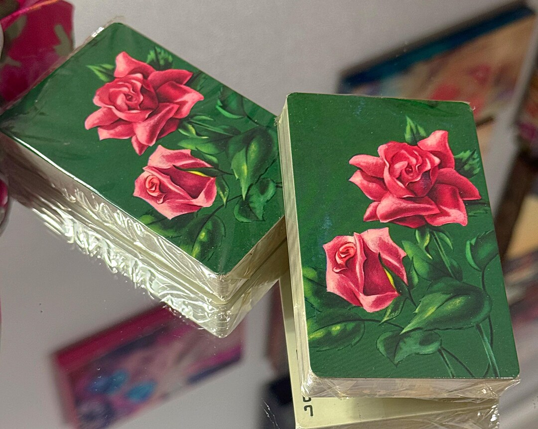 Vintage Cards Rose Playing Cards Double Deck Pretty Pink Rose Floral ...