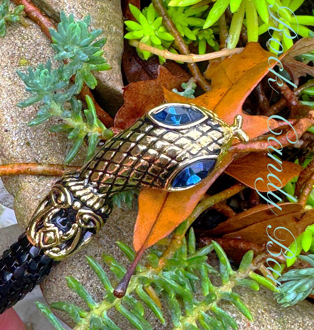 Vintage Egyptian Revival Snake – 1970s Black Mesh Wrap Necklace or Belt ...