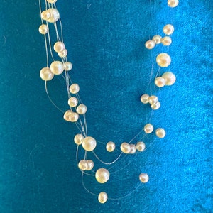 Vintage Invisible Pearl Popper Necklace Floating Pearls Layered ...