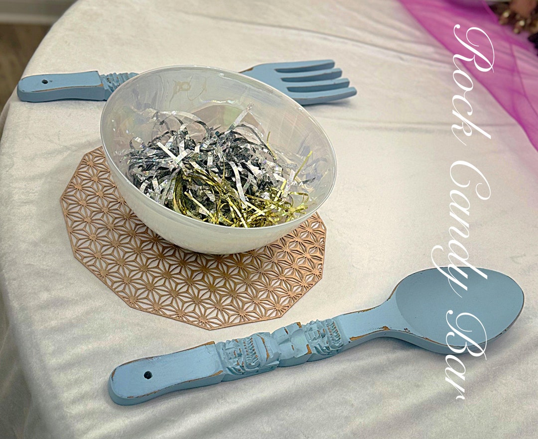 Giant Fork & Spoon Light Blue Accents Kitchen Cute Fun Housewarming ...