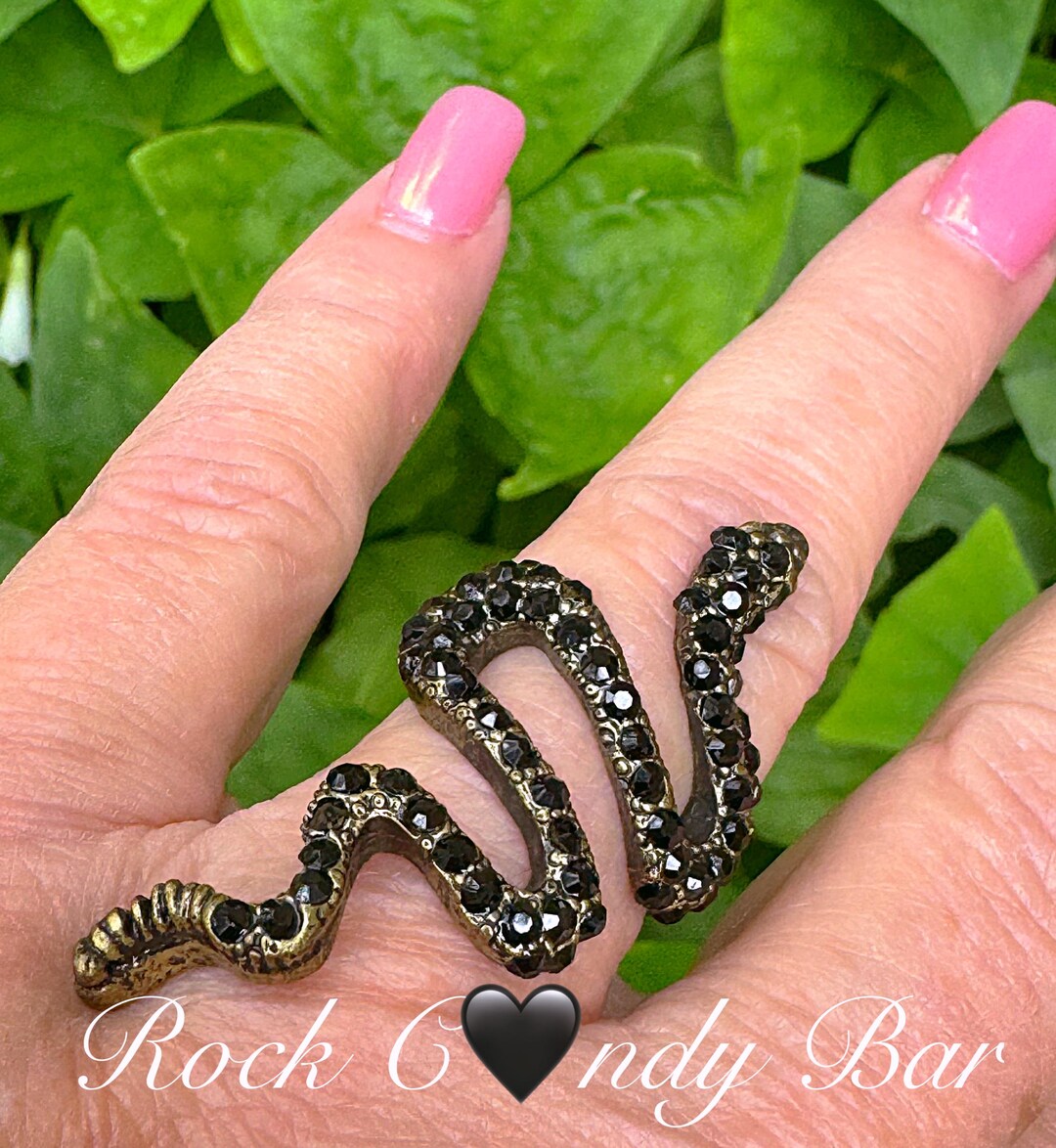 Black Snake Ring Sparkly Snake Ring Black Rhinestone Ring Cute Snake ...