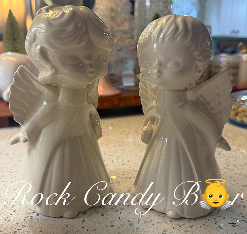 Vintage Ceramic Angel Figurines 1980s – Hand Painted Cherub Sets ...
