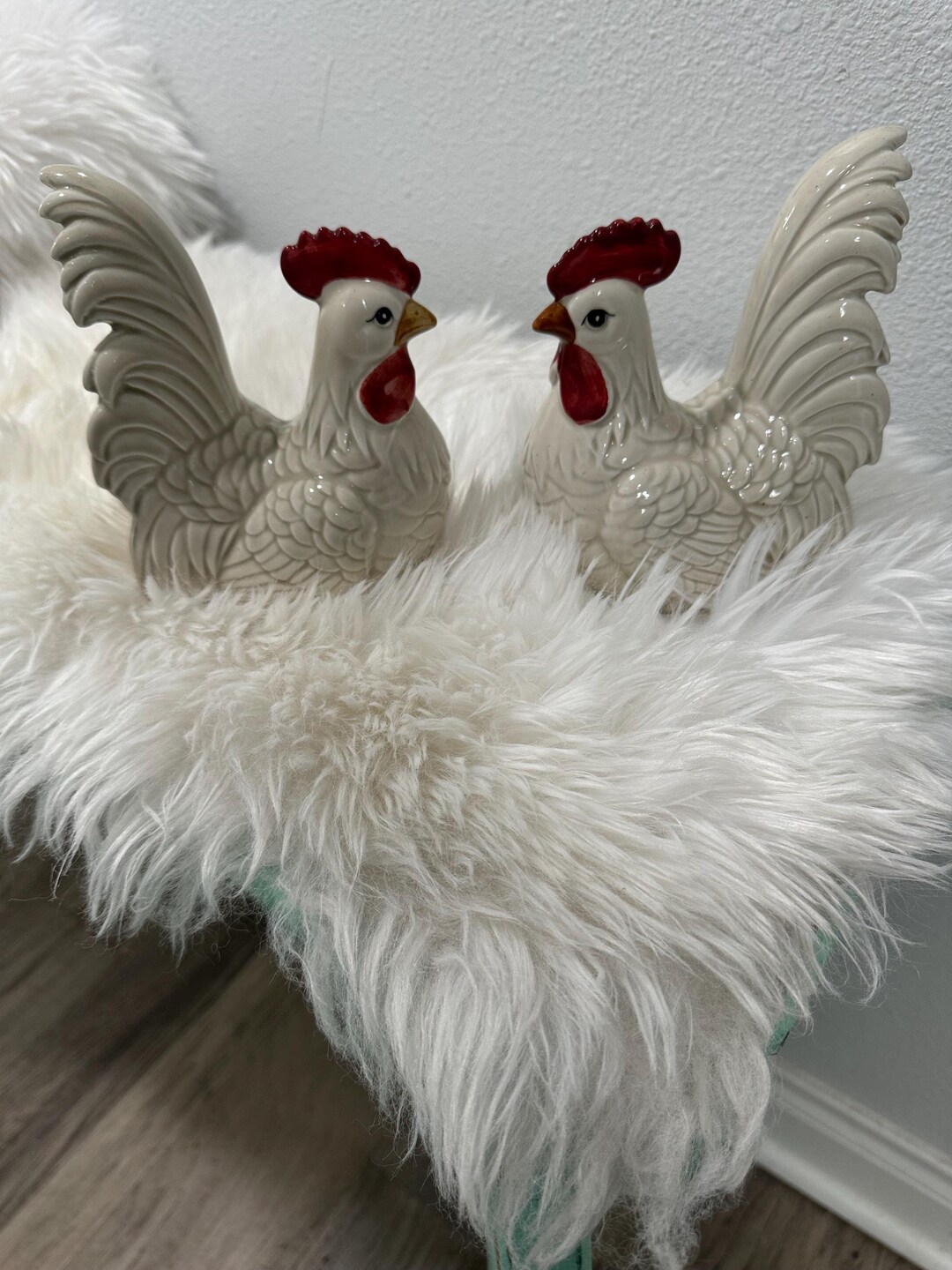 Vintage Rooster Set Cute Farmhouse Decor Vintage Rooster Statues Cute ...